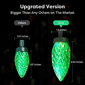 BlcTec Upgraded Super Big C9 Christmas Lights, 100 LED 66 FT Christmas String Lights with Remote, 8 Modes, Waterproof, Timer, Extendable for Indoor Outdoor Trees Eaves Christmas Decorations, Red Green