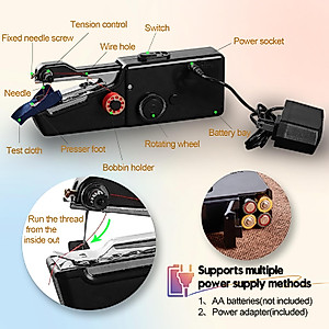 Handheld Sewing Machine, Hand Sewing Machine, Hand Held Sewing Device, Mini Portable Adult Beginner Sewing Kit, Wooden Sewing Box with 153 Pcs Sewing Supplies