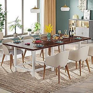 LITTLE TREE 39.5 Inches Small Conference Room Table for 4 People,Oak&Whtie