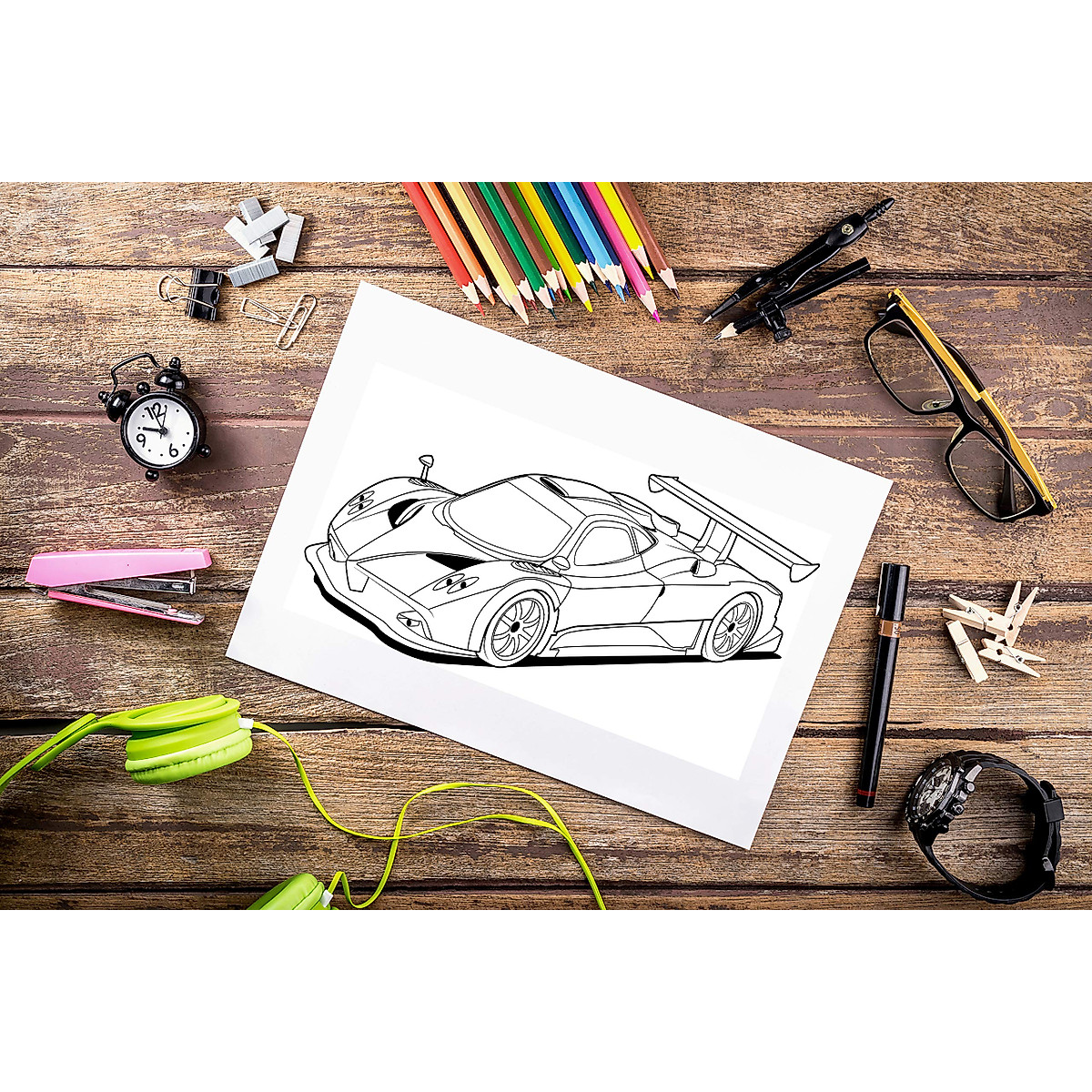 Dream Cars Coloring Book: A Collection of 40+ Cool Sports Cars, Supercars, and Classic Cars | Relaxation Coloring Pages for Kids, Adults, Boys, and Car Lovers