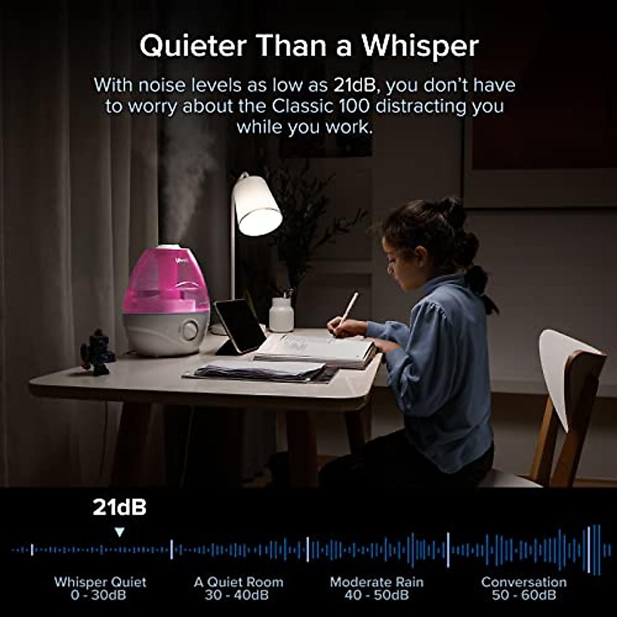 LEVOIT Humidifiers for Bedroom Large Room (2.4L Water Tank), Cool Mist for Home Whole House, Adjustable 360° Rotation Nozzle, Ultrasonic, Auto Shutoff, Night Light, BPA-Free, Pink