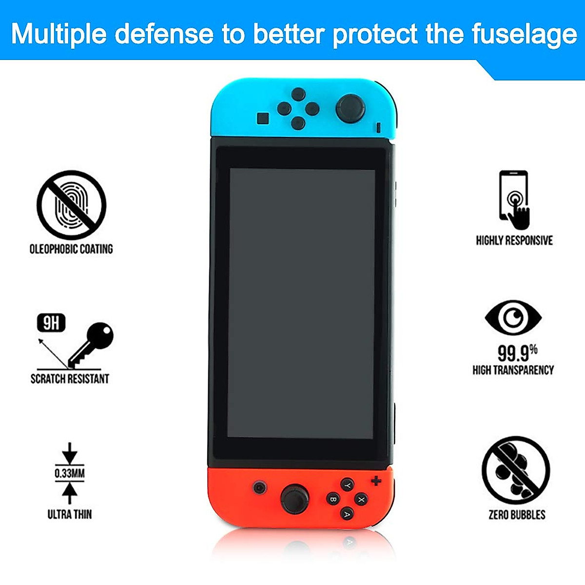 Carry case for New Switch Lite, AFUNTA Zipper Portable Case with 2 Pcs Screen Protectors for Switch Lite 2019-9H Hardness Tempered Glass Film