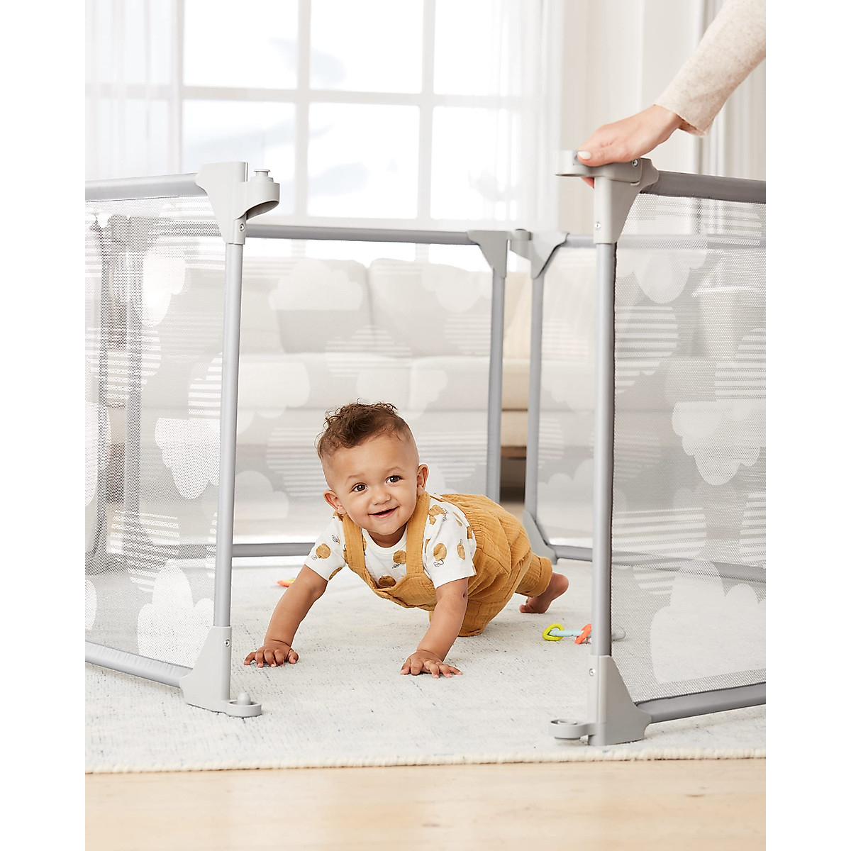 Skip Hop Expandable Baby Gate, Playview Enclosure, Silver Lining Cloud