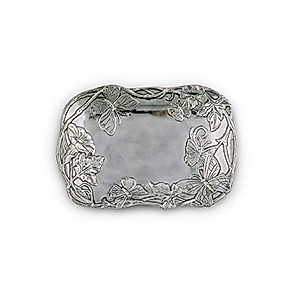 Arthur Court Designs Aluminum Butterfly Flower Food Service Tray, Desktop Storage Organizer, Catchall, Valet, Nightstand or Dresser 9.5 inch Long