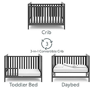 Storkcraft Nestling 3-in-1 Convertible Crib (Gray) - Easily Converts to Toddler Bed and Daybed, Planked End Panels for Transitional Style