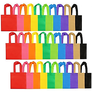 Aneco 30 Pack Reusable Non-woven Party Favor Bag 8×8 Inch Tote Bags Bulk with Handles Rainbow Goodies Gift Bags for Birthday Wedding Party
