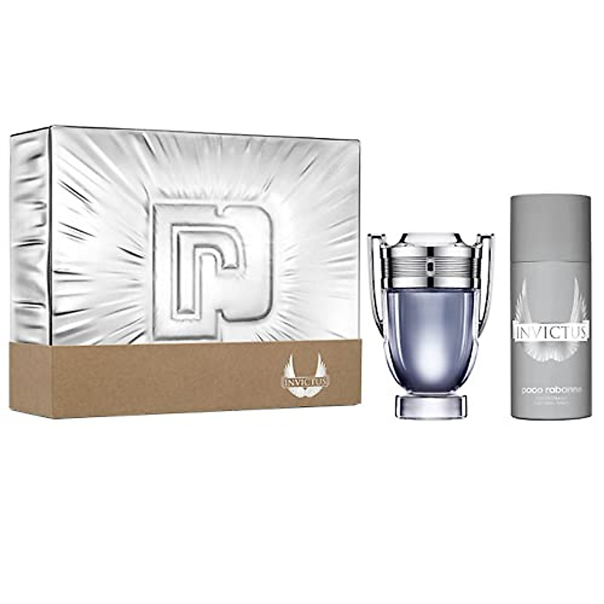 Invictus by Paco Rabanne for Men - 2 Pc Gift Set 3.4oz EDT Spray, 5.1oz Deodorant Spray