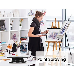 Kootek 11 Inch Rotate Turntable Sculpting Wheel Revolving Cake Turntable Black Painting Turn Table Lightweight Stand for Paint Spraying Spinner, Cake Decorating, Displaying Item