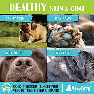 Raw Paws Virgin Organic Coconut Oil for Dogs & Cats, 8-oz - Treatment for Itchy Skin, Dry Nose, Paws - Hot Spot Lotion for Dogs - Natural Hairball Remedy for Dogs