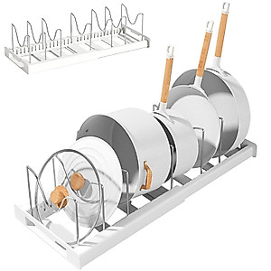 Pot Rack Organizer - Pan Holder Rack Kitchen,Pot Cabinet Organizer Pot Lid Organizer Holder 7 Adjustable Compartment for Cookware Cle-us