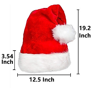 AOGU 6 Pack Plush Santa Hat Confortable Velvet Red Christmas Hat for Christmas Party Favors Fit for Adults and Kids