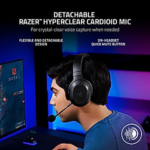 Razer Barracuda X Wireless Gaming & Mobile Headset (PC, PlayStation, Switch, Android, iOS): 2.4GHz Wireless + Bluetooth - Lightweight - 40mm Drivers - Detachable Mic - 50 Hr Battery - Black
