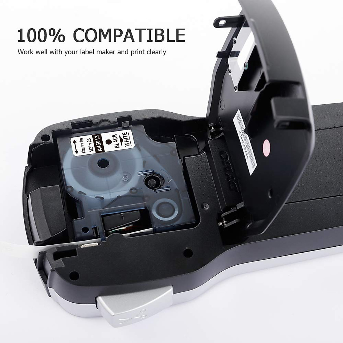 Oozmas Replacement for Dymo 45013 Label Maker Refills D1 Label Manager 160 Tape A45013 45013s S0720530 Compatible with Dymo D1 Labelmanager 280 Black on White 1/2 Inch x 23 Feet, 3 Cartridges