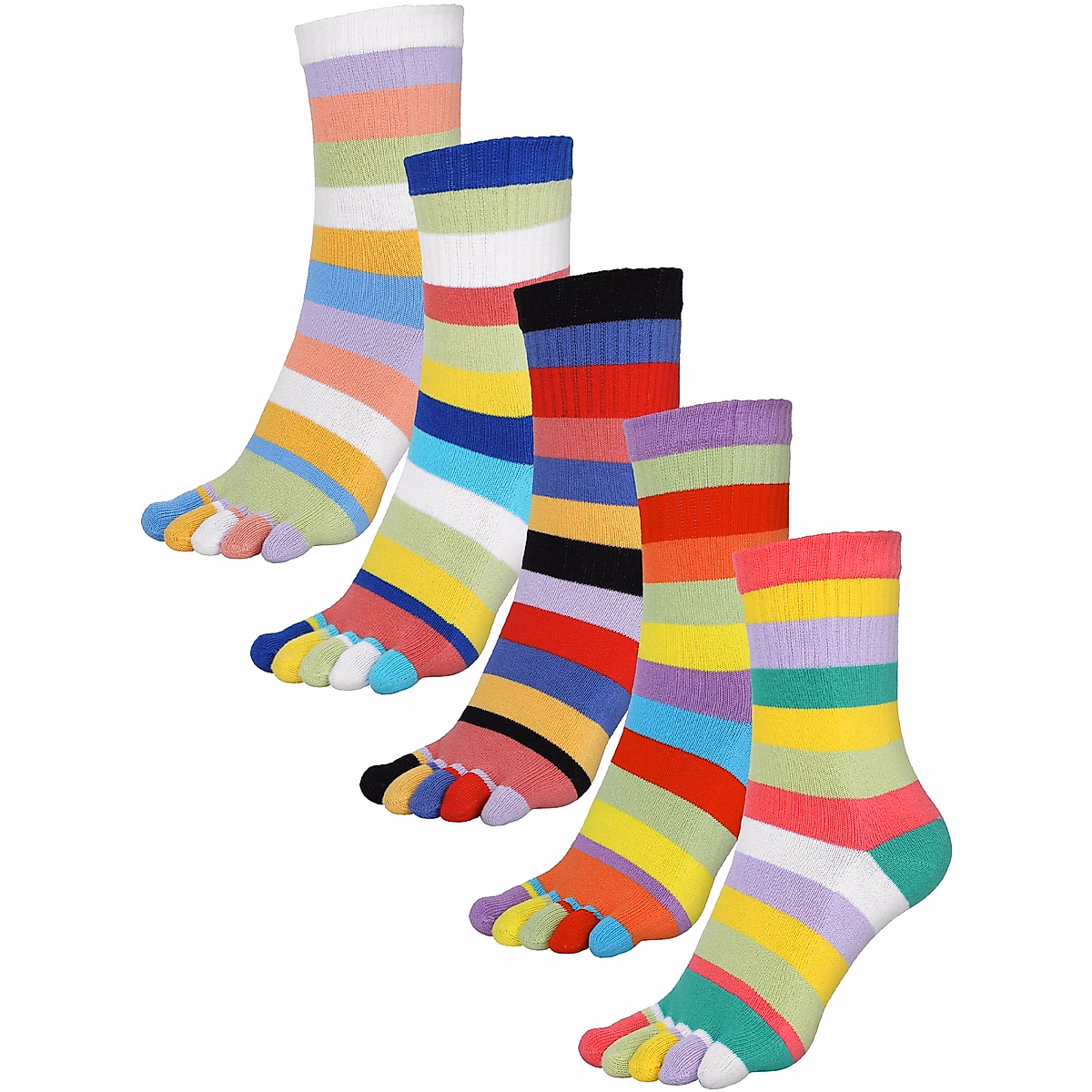 Bencailor 5 Pairs Women's Toe Socks Cotton Five Toe Finger Socks Toe Separator Socks for Women Men Athletic (Lovely Color)