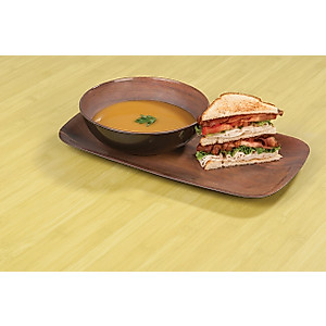 Carlisle FoodService Products Epicure Plastic Rectangle Tray, 13.875" x 7.75", Dark Woodgrain