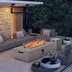 Essential Lounger Propane Tank Cover Table 16 Inch, 20 Propane Tank Holder Propane Tank Hideaway Table for Fire Pit, Concrete Gas Tank Hideaway Storage Table with Waterproof Cover - Gray