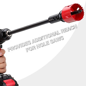 GEINXURN Tools Hole Saw Extension Chuck, 12-Inch x 1/2-Inch Hex Shank Reducing Locking Impact Extension