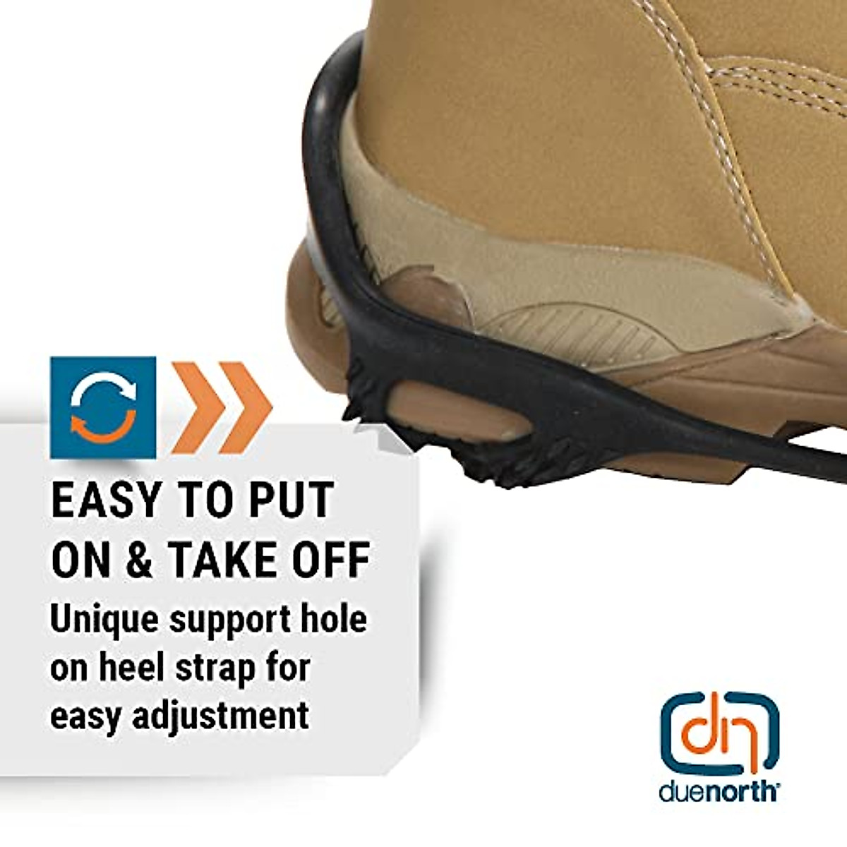 Due North Everyday Pro Footwear Traction Aids, Tungsten Carbide Ice Cleat Spikes, Lightweight Full-Foot, Rubber, Unisex, Small/Medium, V3551370-S/M