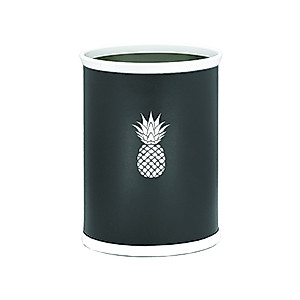 Kraftware KASUALWARE Designs Waste Basket 13 Quart. Pineapple, Oval, 14", Black