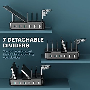 Charging Station for Multiple Devices,75W 6 Port Charger Station with 3 Powerful 20W PD USB-C Ports,7 Charging Cables,USB Charging Dock Compatible with iPhone iPad,Tablets Android