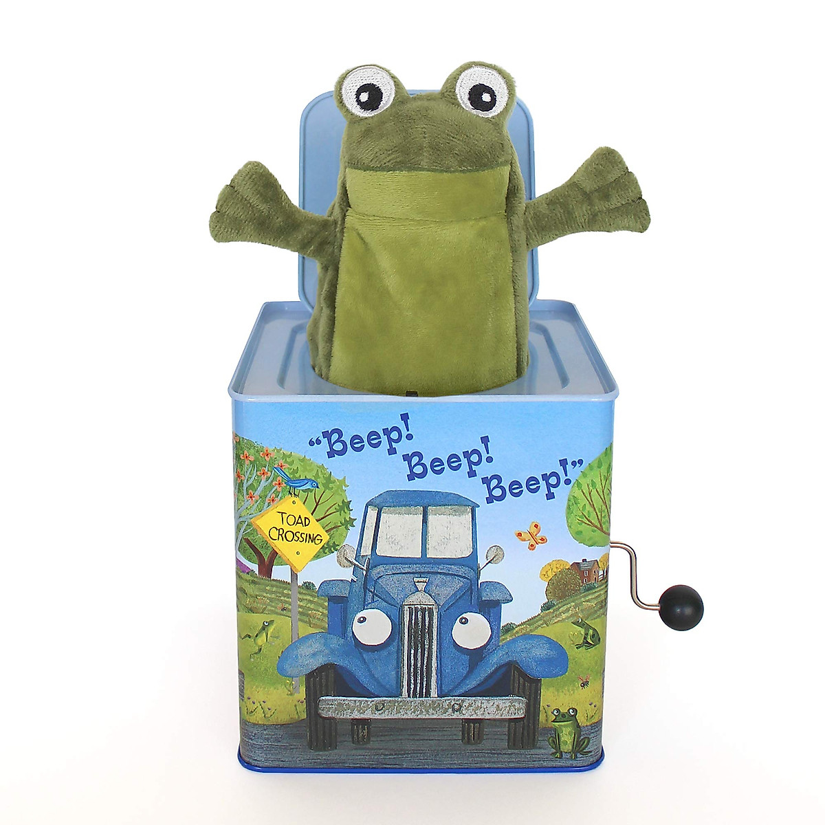 YOTTOY Contemporary Collection | Little Blue Truck Jack-in-The-Box Infant Plush Toy with Music