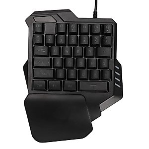 LISND One Handed Keyboard, Plug and Play One Handed Gaming Keyboard Ergonomic Design Wide Compatibility for Dorm for Game for Home