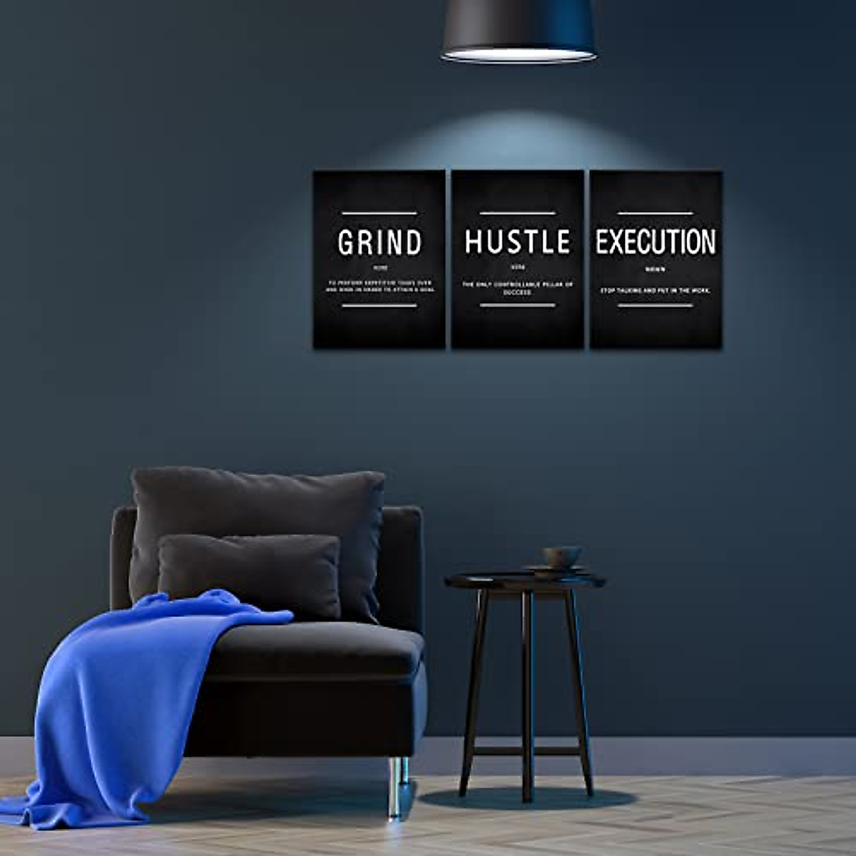 BWSPACE Inspirational Wall Art, Motivational Canvas Wall Art, grind hustle wall art 3 Pieces Wall Art Decorations for Office Living Room and Bedroom Decor (36" W x 16" H, GRIND)