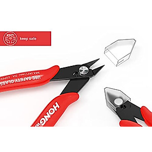 HongWay 5pcs Wire Cutters, Micro Flush Cutters with Spring, Wire Cutting Pliers, Wire Snips for Electronics Soft Copper Jewelry Making, 5-inches, Red