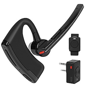 Walkie Talkie Bluetooth Headset with Noise Cancelling Mic 2 Pin Wireless Earpiece with Finger PTT Compatible with BaoFeng Kenwood Btech Radios & More(Not Compatible with Motorola/Midland)