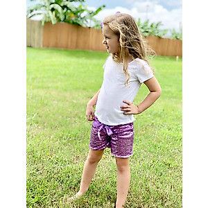 Cilucu Baby Girls Shorts Toddler Sequin Shorts Sparkles on Both Sides Purple 3T