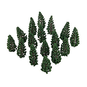 Yetaha 50PCS Model Trees, Trains Scenery DIY Pine Plastic Model Green Trees for OO HO Scale Railroad Landscape Architecture Scenes, 80mm/3.15"