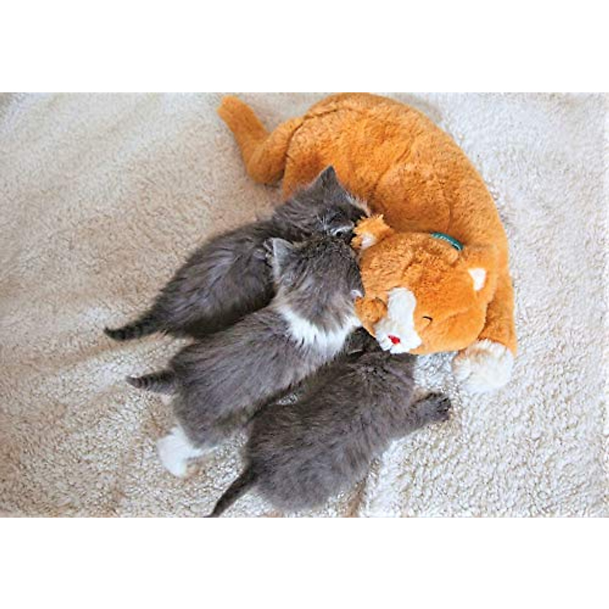 Calmeroos Cat Heartbeat Toys - Calming Separation Anxiety Relief Toys for Kittens - Heartbeat Simulator in a Soft Comforting Pillow Pet Plush