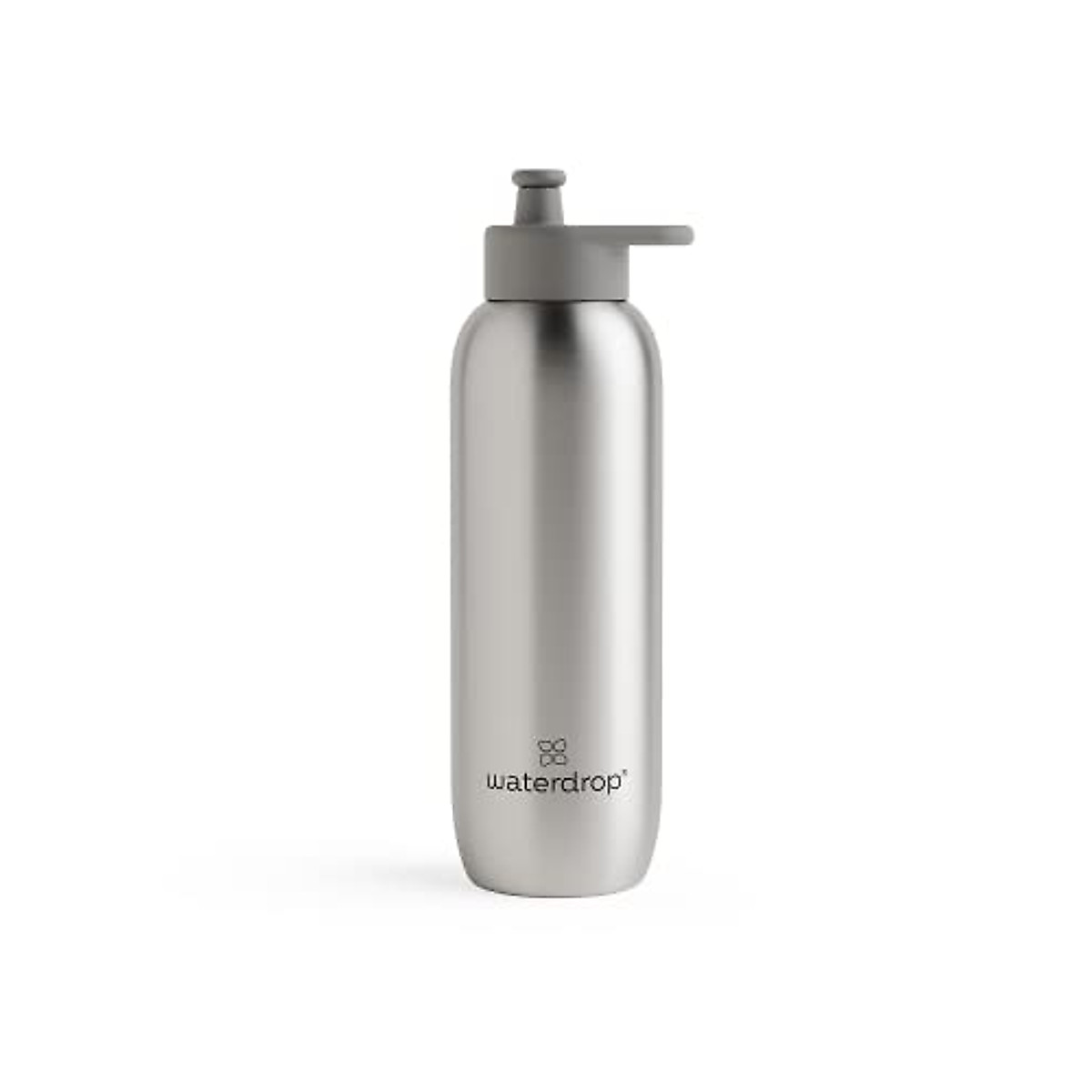 waterdrop – Stainless Steel Sports Water Bottle 28 oz- Leak Proof Pull Up Lid – Lightweight Bottle:7 oz - Brushed Silver - Metal Canteen BPA Free - Fitness, Gym & Outdoor