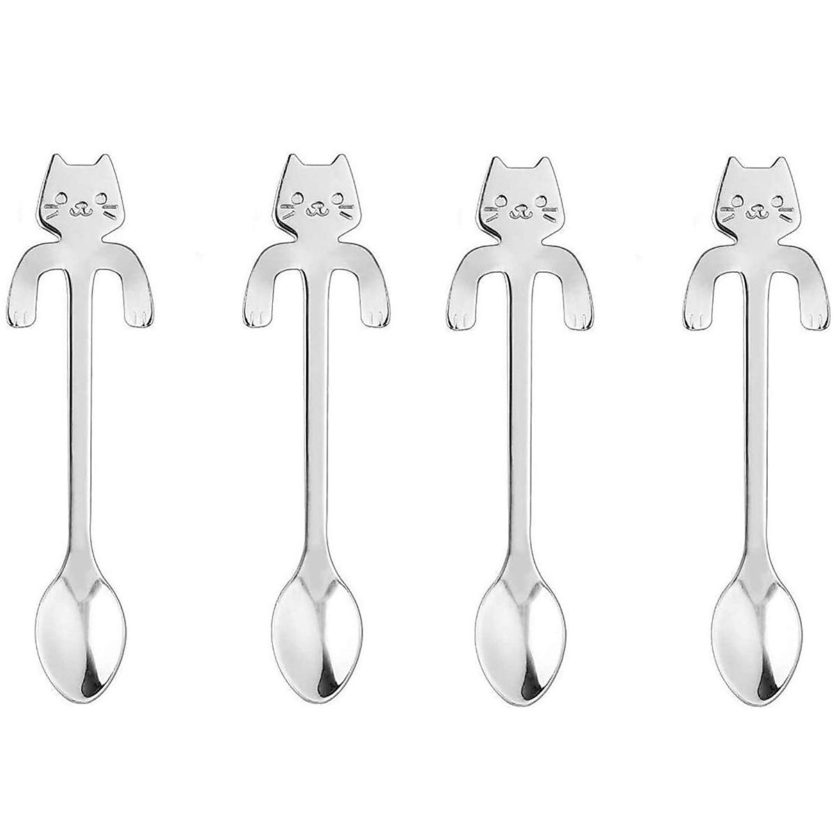 20PCS Stainless Steel Cute Mini Cat Spoon for Tea, Coffee, Dessert, Sugar, Ice Cream, etc (11.5cm/4.5inch)