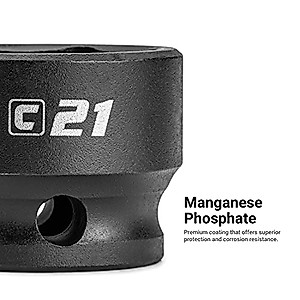 Capri Tools 15/16 in. Stubby Impact Socket, 1/2 in. Drive, 6-Point, SAE (CP55458)