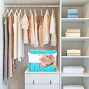 Funny Pig Fence Large Storage Bins with Lid Collapsible Storage Bin Toy Boxs Decorative Storage Box for Shelf Closet Nursery Home