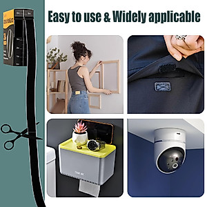 30Ft x 1 Inch Hook and Loop Strips with Adhesive, Double Rolls of Heavy Duty Self Adhesive Tape with Backing, Nylon Self Adhesive Tape for Home Office School and Crafting,Black