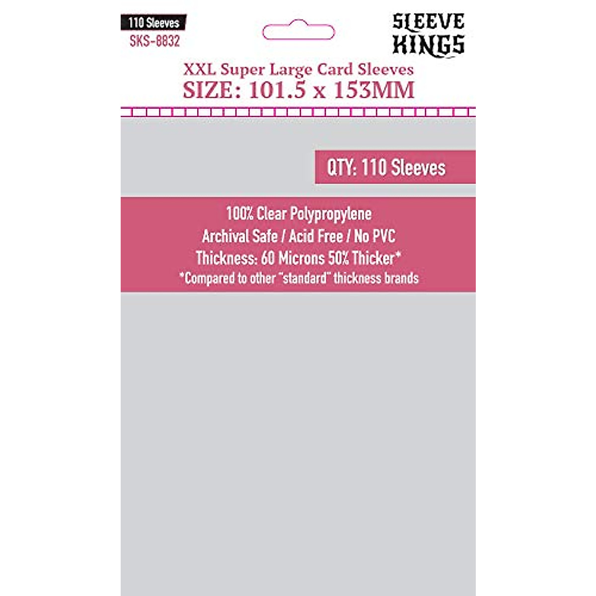 Sleeve Kings XXL Super Large Card Sleeves 101.5 X 153 mm (4x110 Pack, 440 Sleeves)