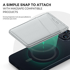 VULKIT Magnetic Phone Wallet for MagSafe- RFID Blocking - Card Holder Wallet for iPhone 16/15/14/13/12 Series & Phone Case with MagSafe Silver