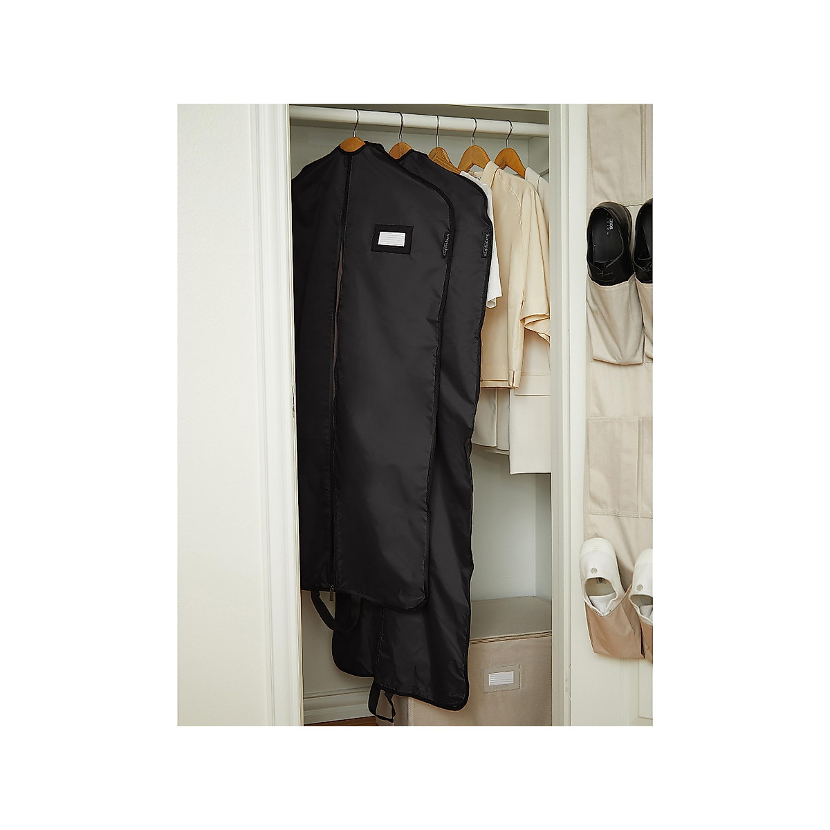 Covermates Keepsakes Garment Bag Set - Premium Polyester - Full Length Zipper - ID Window - Carrying Handles - Closet Storage, Black