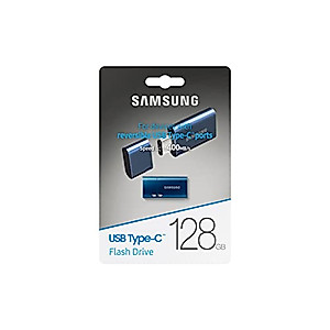 Samsung Type-C™ USB Flash Drive, 128GB, Transfers 4GB Files in 11 Secs w/Up to 400MB/s 3.13 Read Speeds, Compatible w/USB 3.0/2.0, Waterproof, 2022, Blue, MUF-128DA/AM