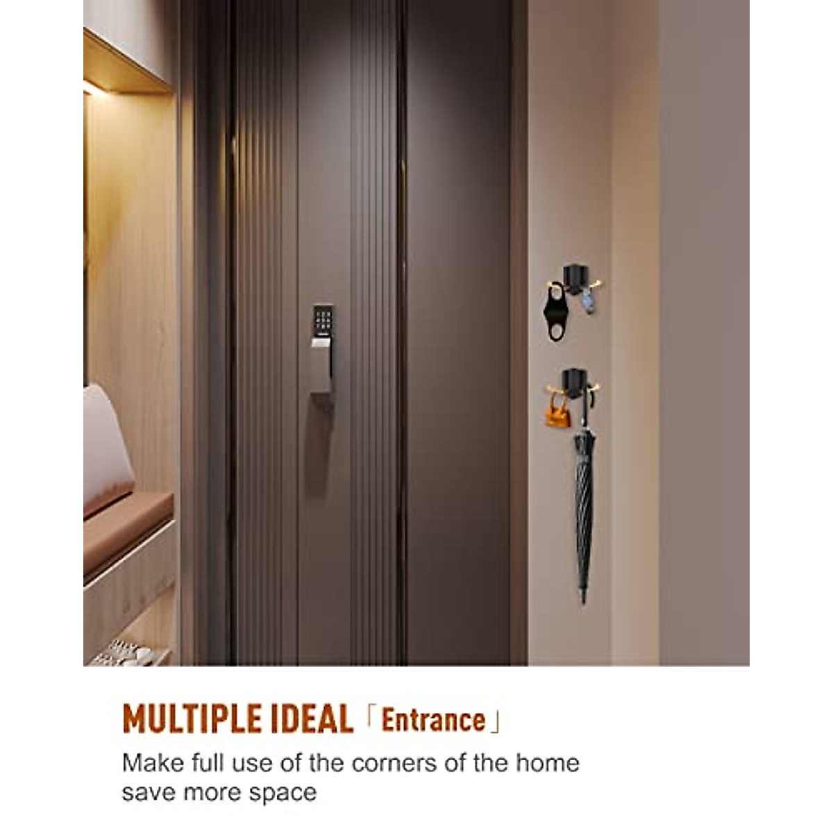 MrsJeggy 2 Pack Waterproof Black Gold Wall Hooks，Foldable Bathroom Hooks for Towels，Bathroom Towel Hooks，Branch Hooks，Adhesive Towel Hooks，Towel Hanger Wall Mounted，Bath Robe Holder for Home，Office