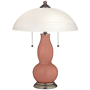 Color + Plus Rojo Dust Gourd-Shaped Table Lamp with Alabaster Shade