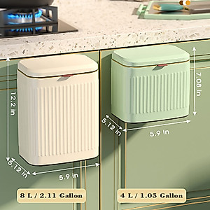 GloDeals Kitchen Trash Can with Lid, 2 in 1 Small Garbage Can Compost Bin Countertop, Wall-Mounted Under Sink Indoor Trash Bin for Kitchen, Bathroom, Cabinet Trash Can Hanging (Vintage Green/2.1Gal)
