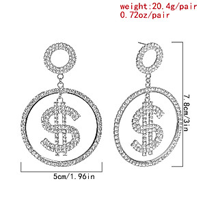 Crystal Dollar Stud Earrings for Women Dollar Money Sign Earrings Statement Wealth Earrings Set