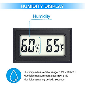 Mini Digital Thermometer 2-Pack Hygrometer Indoor Humidity Monitor Temperature Humidity Gauge Meter with Fahrenheit (℉) for Humidors, Greenhouse, Garden, Cellar, Closet, Fridge Etc by DWEPTU