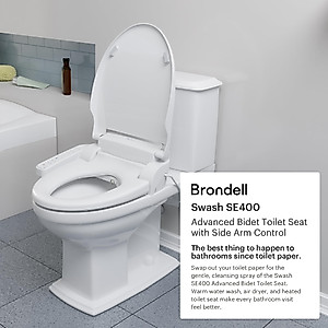 Brondell SE400-EW Swash SE400 Electric Bidet Toilet Seat With Heated Seat, Oscillating Stainless Steel Nozzle, Warm Air Dryer, Night Light, Gentle Close Lid, White Side Arm Control, Elongated