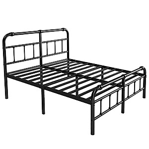 BOSRII California King Bed Frame with Headboard and Footboard, 18 Inches High, 3500 Pounds Heavy Duty Metal Slats Support for Mattress, No Box Spring Needed,Noise-Free, Black