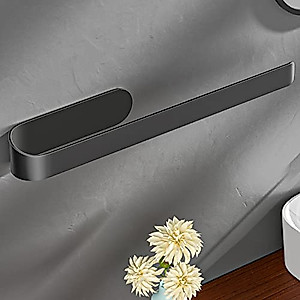 Oukimly Towel Rack Wall Mounted SUS304 Stainless Steel Bathroom Towel Holder No Drilling Hand Towel Ring, Roll Towel Racks Waterproof Towel Organizer for Towels Washcloths (15Inch, Matte Black)