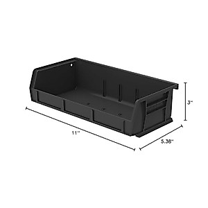 Akro-Mils 30232 AkroBins Plastic Storage Bins, Space-Saving Stackable Bins, Garage Organization Bins, Pantry Organization, Craft Storage, 5-Inch x 11-Inch x 3-Inch, Black, 8-Pack